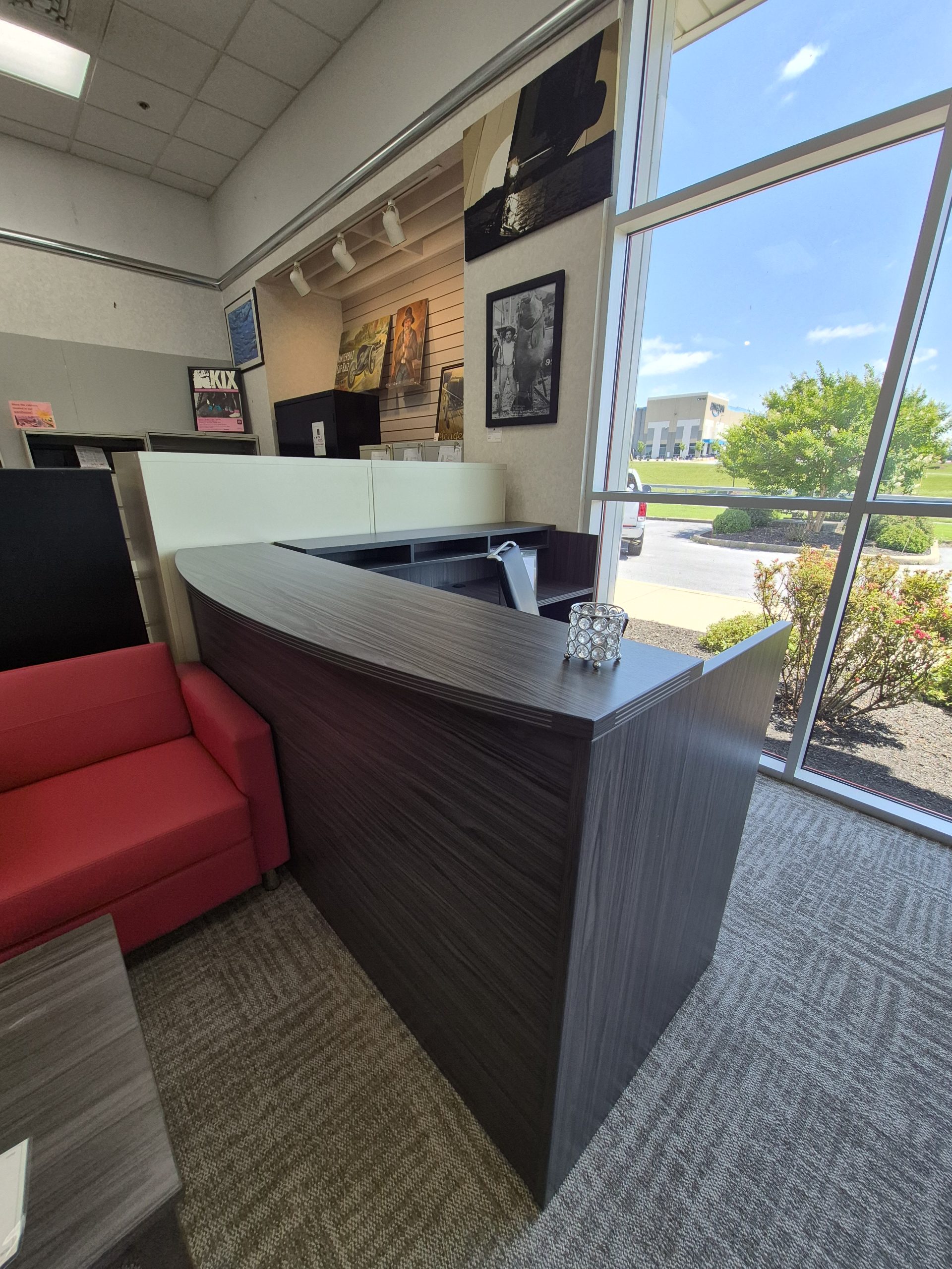 Office Star Napa L-Shaped Reception Desk with Box/File, "Slate Grey ...