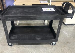 Rubbermaid 2-Shelf Plastic/Poly Mobile Utility Cart with Swivel Wheels ...