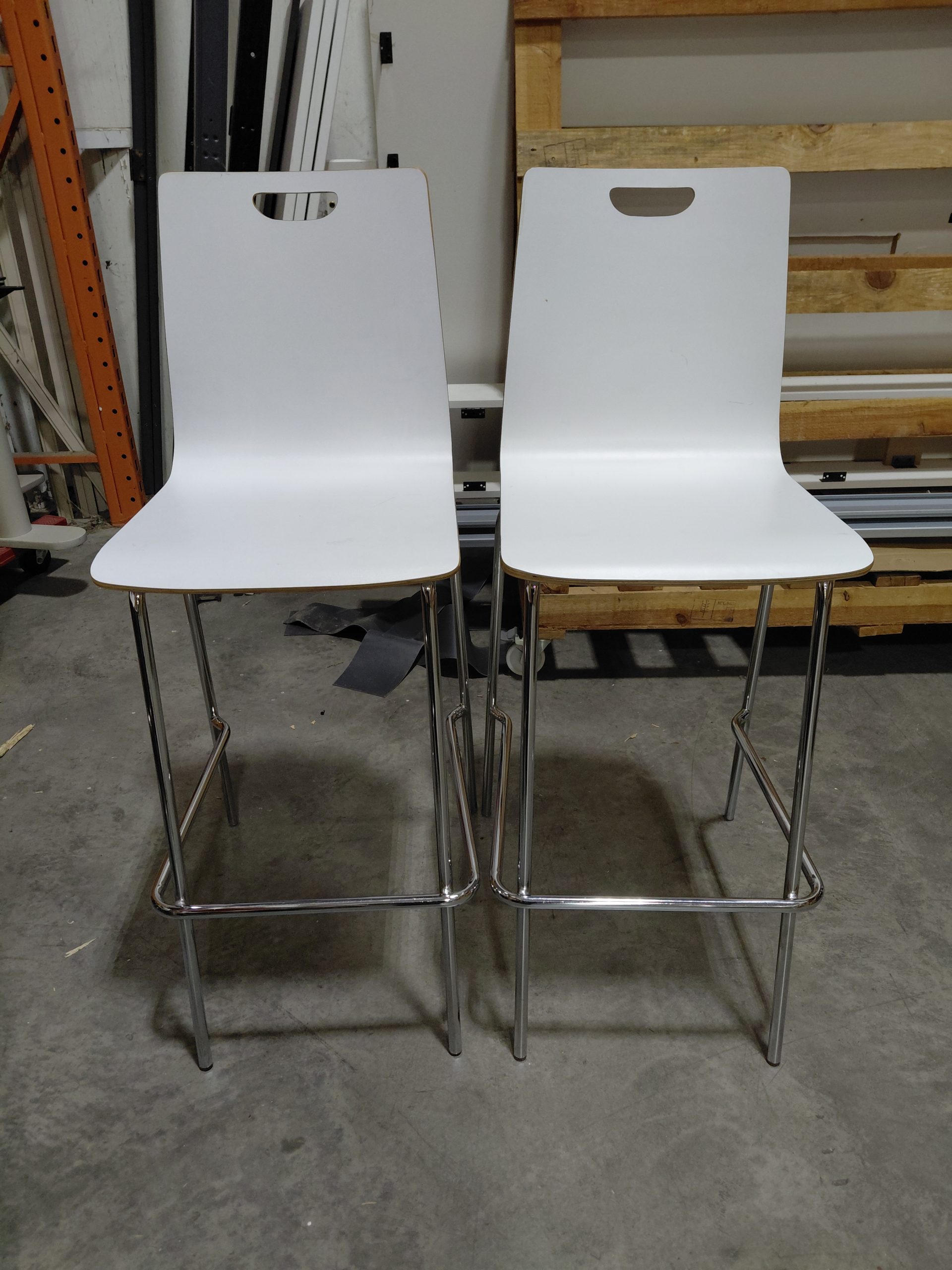 Laminate Bar Height Stool, Set of 2 White/Natural Wood - Laber's Furniture
