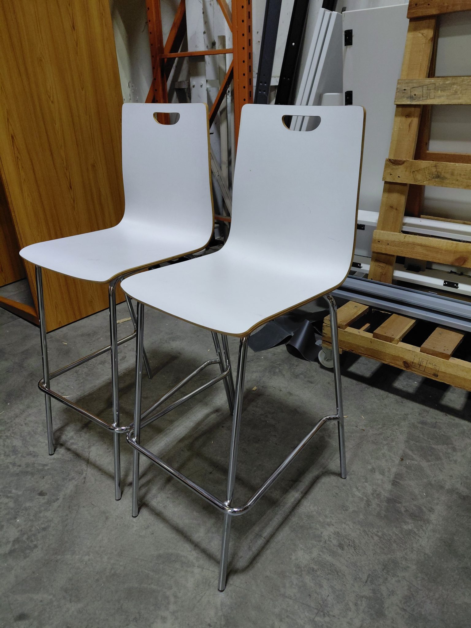 Laminate Bar Height Stool, Set of 2 White/Natural Wood - Laber's Furniture