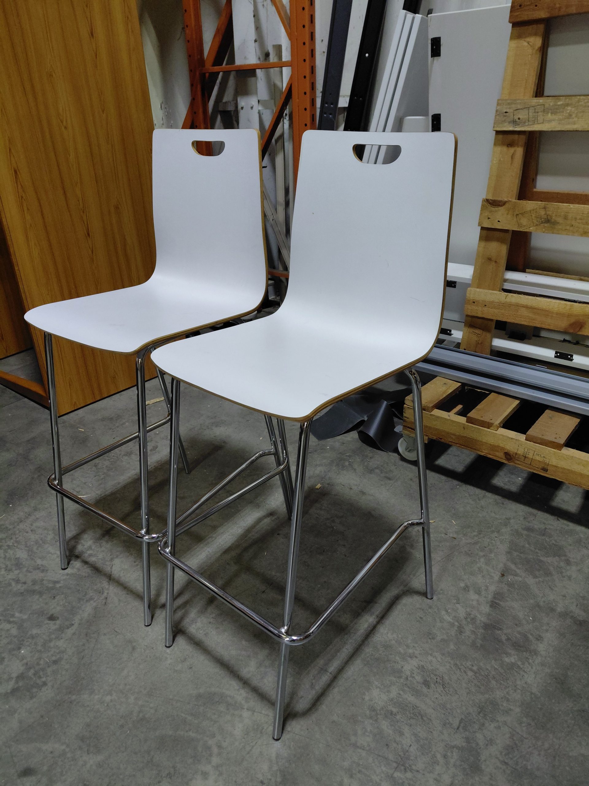 Laminate Bar Height Stool, Set of 2 White/Natural Wood - Laber's Furniture